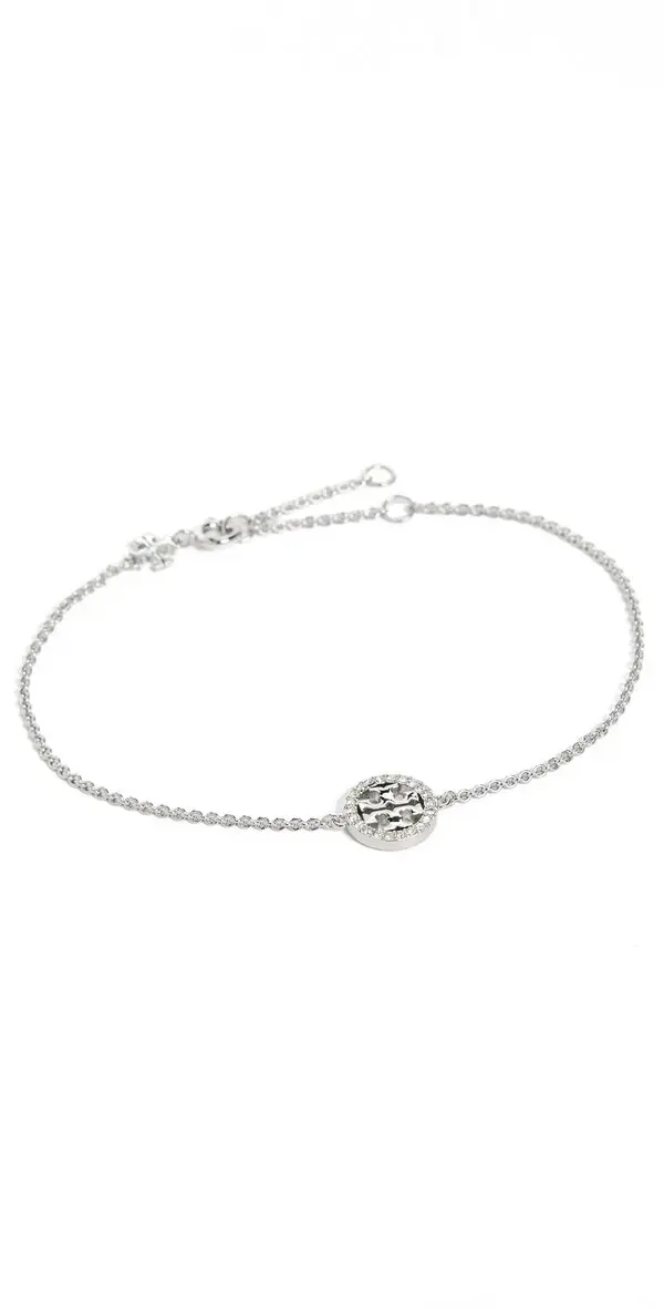 Tory Burch Delicate Icon Pavé Chain Bracelet - Tory Silver / Crystal