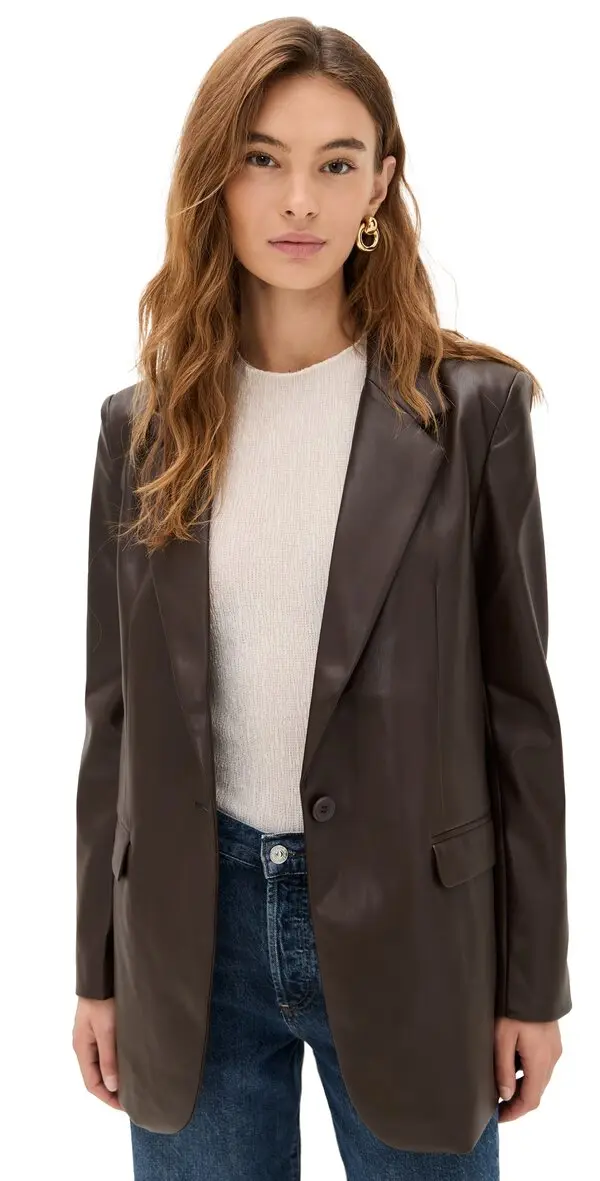 Susana Monaco Faux Leather Boyfriend Blazer