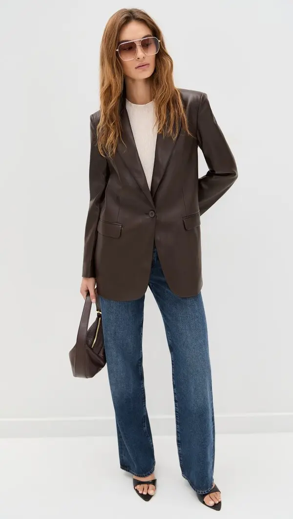 Susana Monaco Faux Leather Boyfriend Blazer