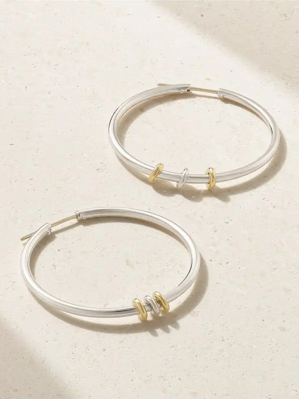SPINELLI KILCOLLIN Pegasus Sterling And 18-karat Gold Hoop Earrings - Silver