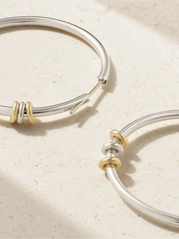 SPINELLI KILCOLLIN Pegasus Sterling And 18-karat Gold Hoop Earrings