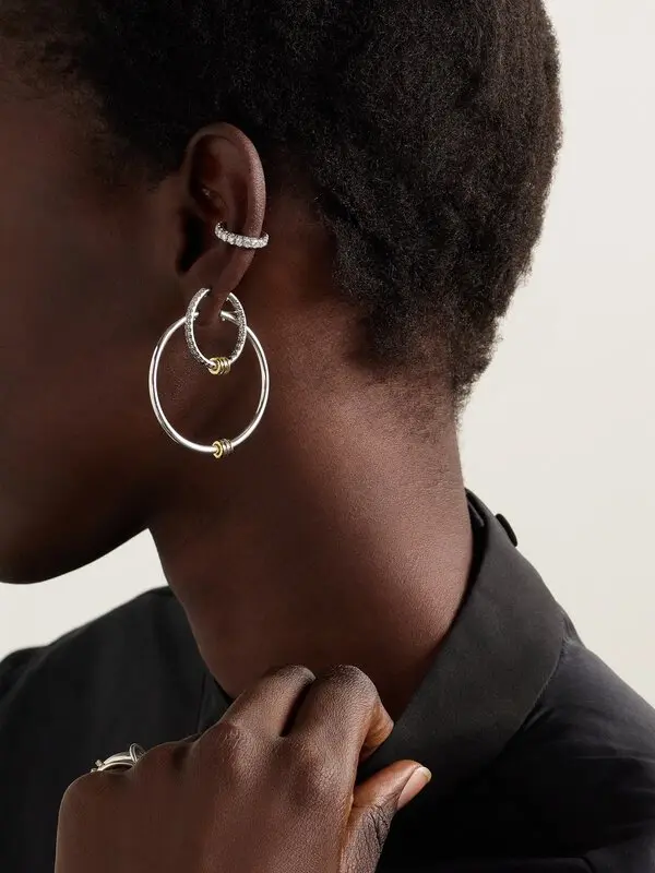 SPINELLI KILCOLLIN Pegasus Sterling And 18-karat Gold Hoop Earrings