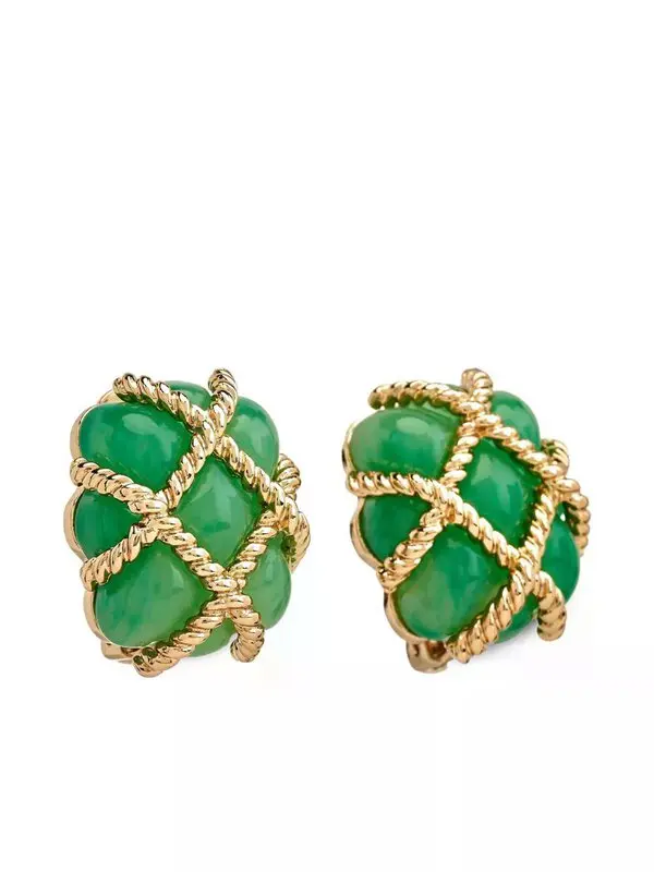 KENNETH JAY LANE Quilted Jade Clip-on Earrings - Green