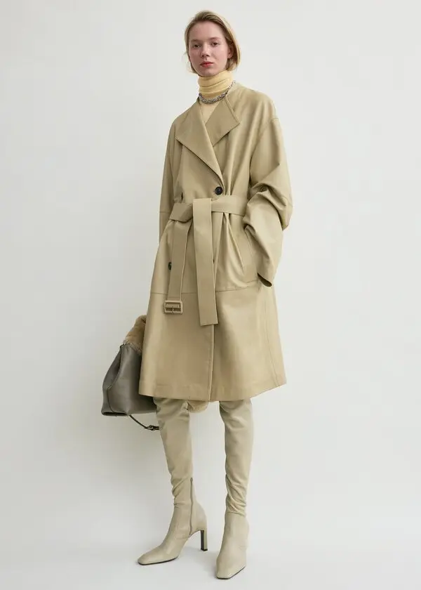 TOTEME Collarless Nappa Leather Coat