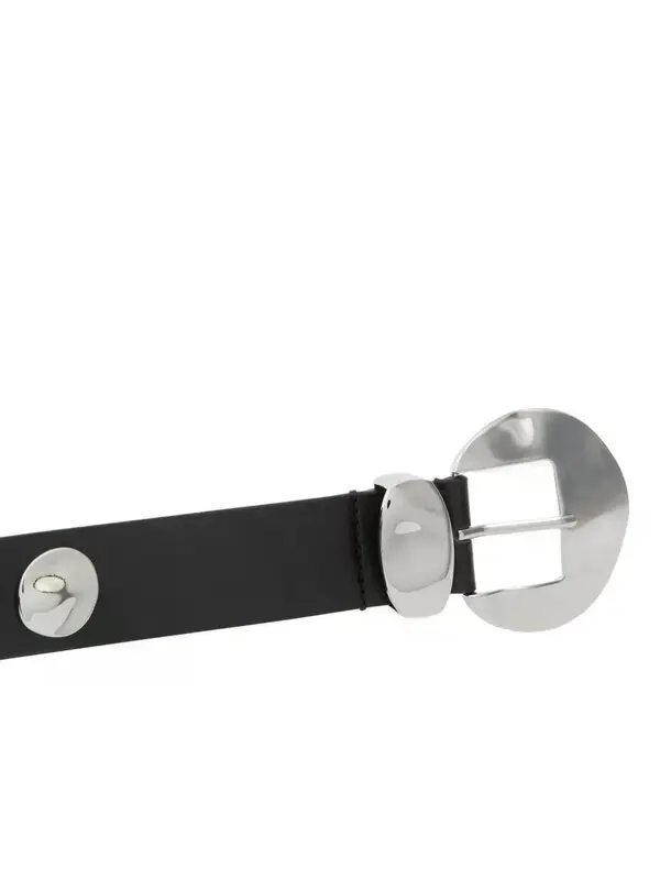 Pinko Studded Leather Belt With Metallic Buckle