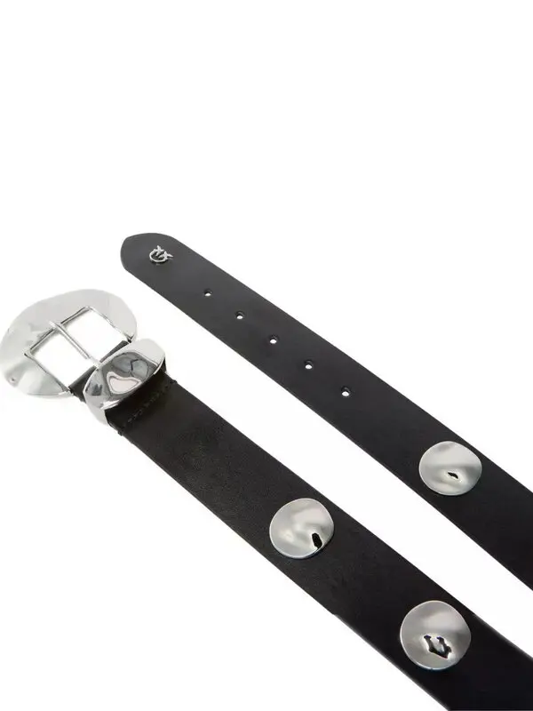 Pinko Studded Leather Belt With Metallic Buckle