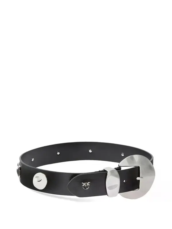 Pinko Studded Leather Belt With Metallic Buckle