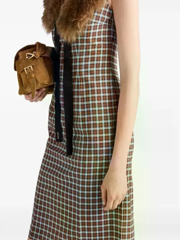 Prada Checked Pattern Midi Dress