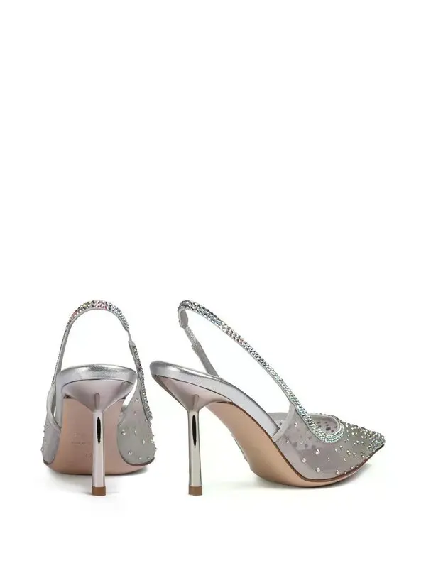 LE SILLA 80mm Nicole Crystal-embellished Slingback Pumps - Silver