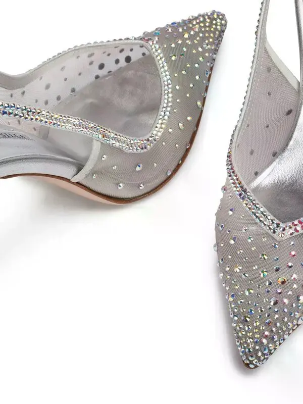 LE SILLA 80mm Nicole Crystal-embellished Slingback Pumps - Silver