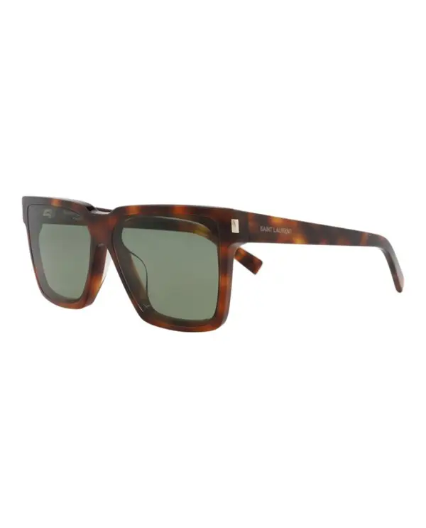 Saint Laurent Square Rectangle Sunglasses - Havana Havana Green (sl610f/30014627/003)