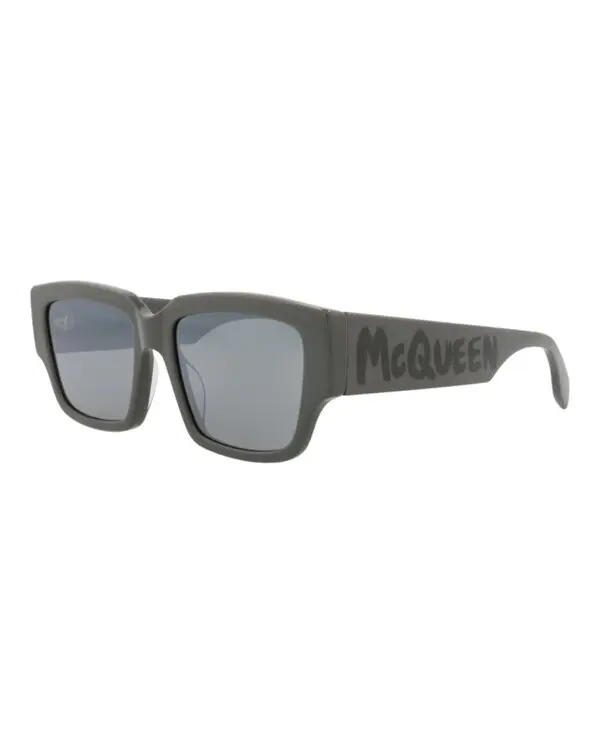 Alexander McQueen Square Rectangle Sunglasses - Grey Grey Silver (am0329s/30011473/006)
