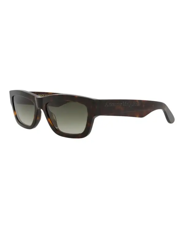 Alexander McQueen Square Rectangle Sunglasses - Havana Havana Green (am0419s/30014614/002)