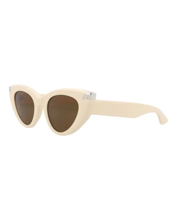 Alexander McQueen Cat Eye Sunglasses - Ivory Ivory Brown (am0442s/30015180/004)