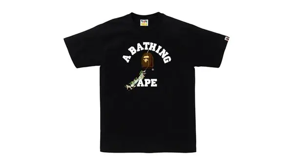 A BATHING APE Japanese Wind Chimes College Tee Shirt - Black