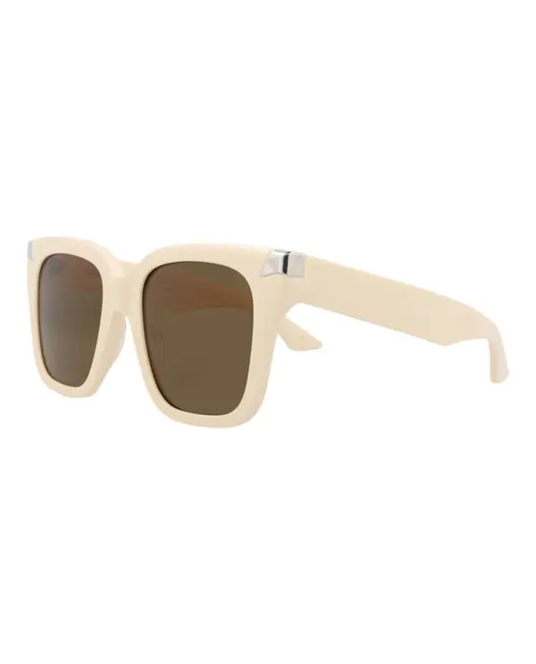 Alexander McQueen Square Rectangle Sunglasses - Ivory Ivory Brown (am0440s/30015177/004)