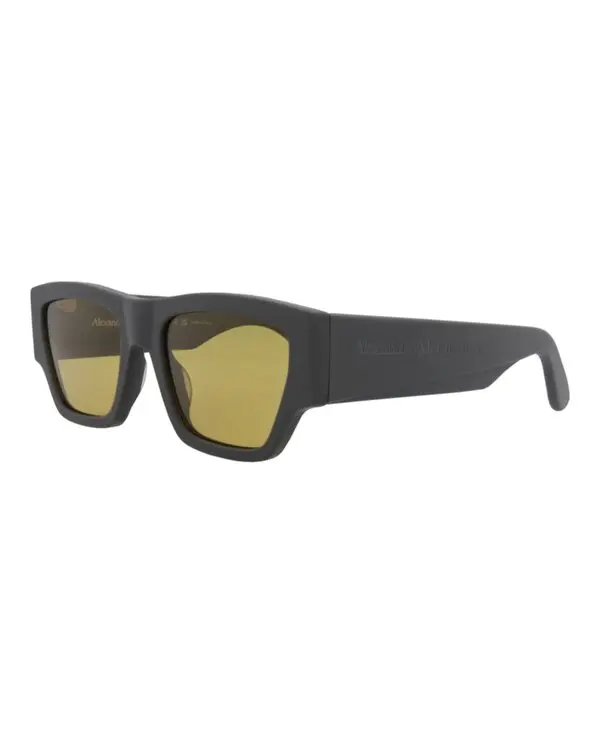 Alexander McQueen Square Rectangle Sunglasses - Grey Grey Yellow (am0393s/30014334/003)