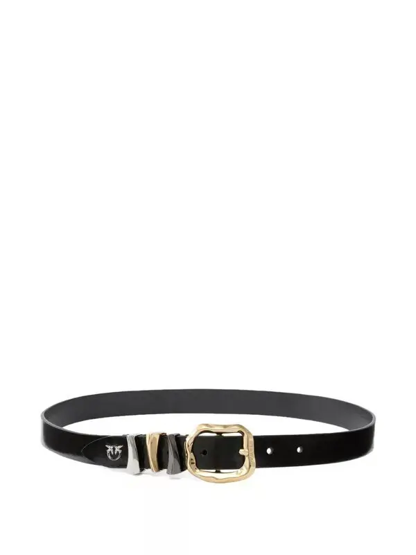 Pinko Leather Belt With Metallic Embellishments - Black