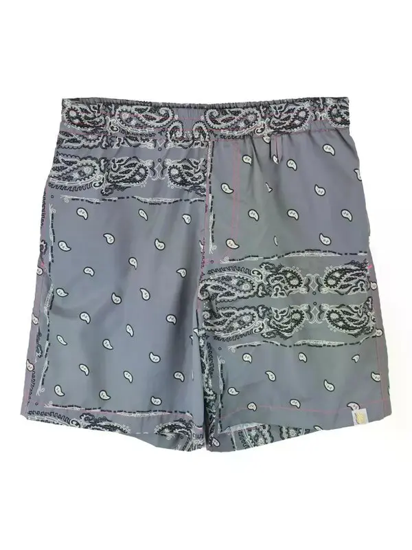 THE WORLD IS YOURS Paisley-print Swim Shorts - Grey