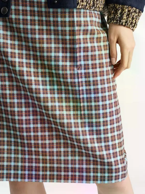 Prada Check-print Midi Skirt
