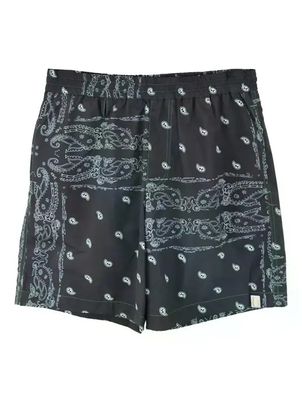 THE WORLD IS YOURS Paisley-print Drawstring Swim Shorts - Black