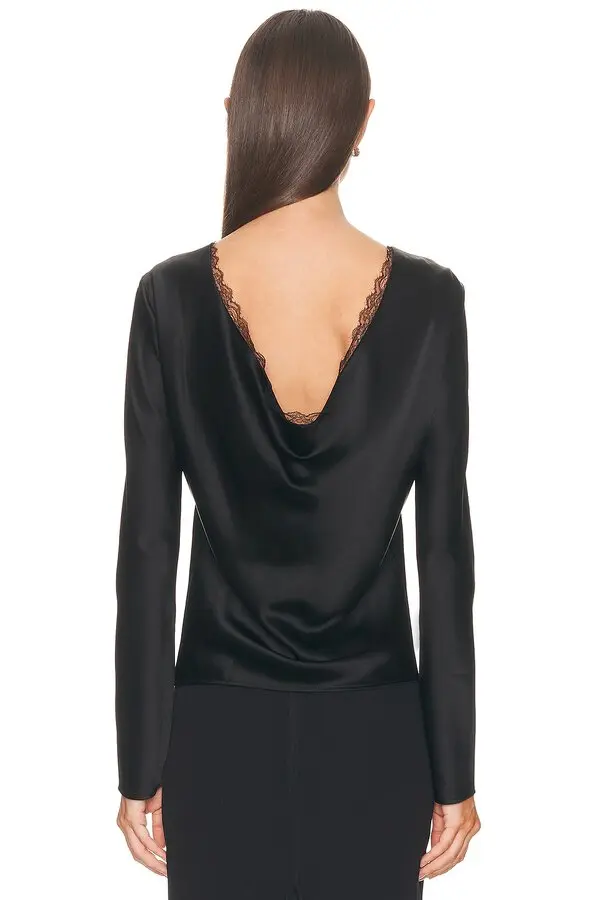 LESET Barb Lace Low Back Top - Black