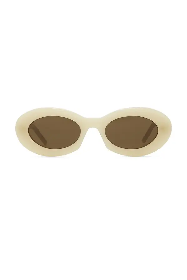 Saint Laurent Oval Sunglasses - Ivory & Brown