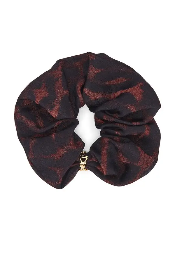 Saint Laurent Silk And Cashmere Scrunchie - Mahogany & Gold