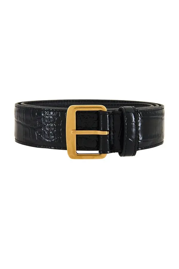Saint Laurent Croc Embossed Leather Belt