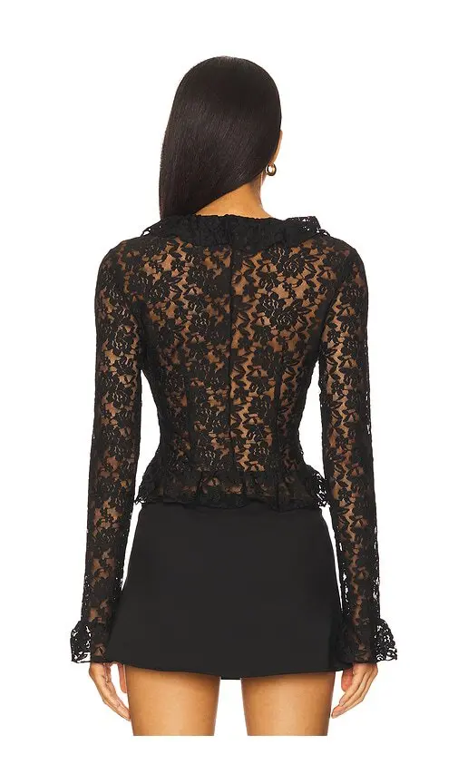 Lioness Long Sleeve Lace Top - Onyx