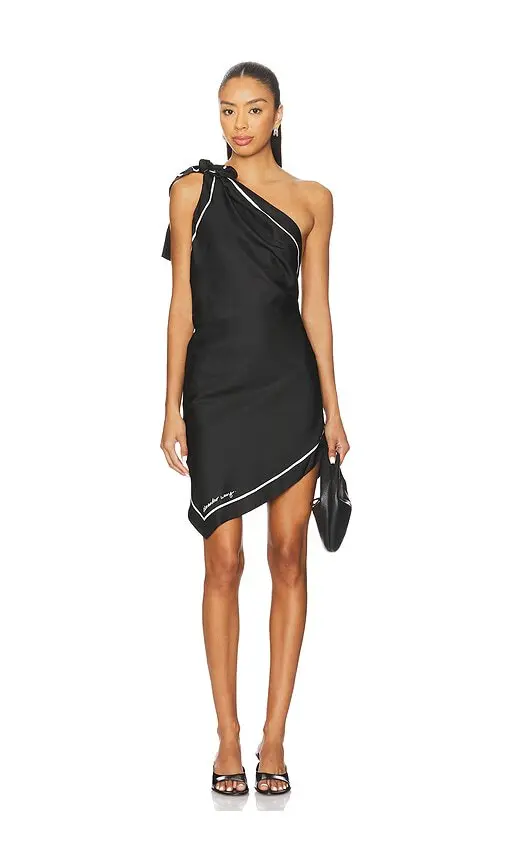 Alexander Wang Asymmetrical Shoulder Knot Dress In Black & White - 30% Off  | Editorialist