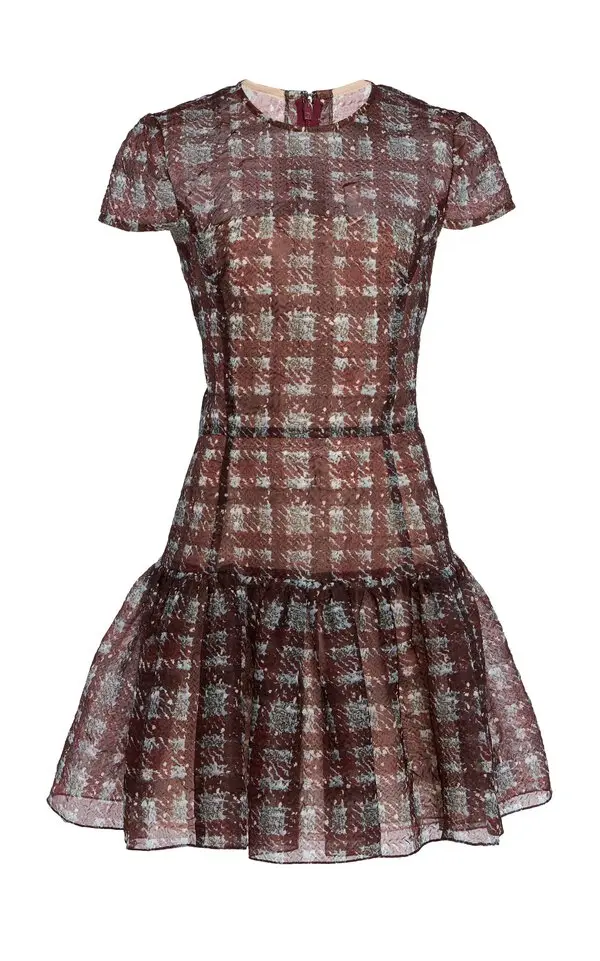 Oscar De La Renta Textured Tartan Mini Dress - Multi