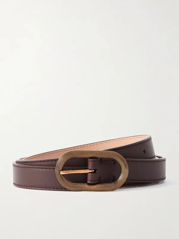 Loro Piana Leather Skinny Belt - Burgundy
