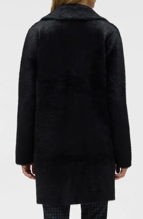 NVLT Eyelash Longline Sweater Coat - Solid Black