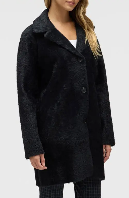 NVLT Eyelash Longline Sweater Coat - Solid Black