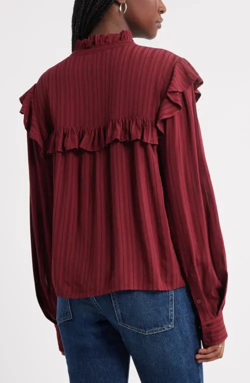 Treasure & Bond Ruffle Button-up Shirt - Red Grape