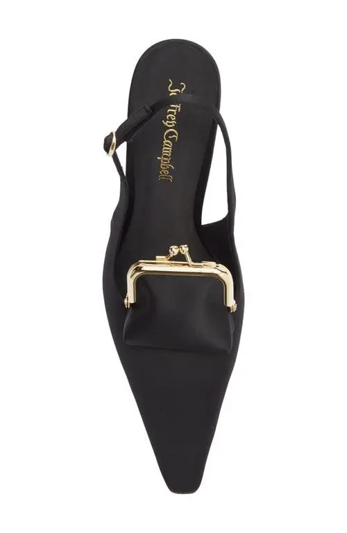 Jeffrey Campbell Pay Me Slingback Wedge Pumps - Black Satin Combo