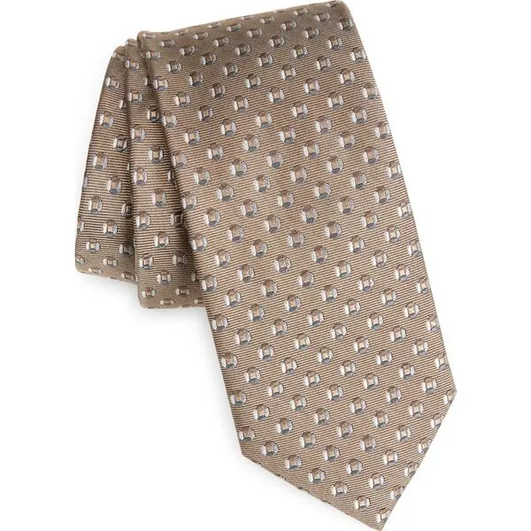 Nordstrom Geometric Jacquard Silk Neck Tie - Taupe