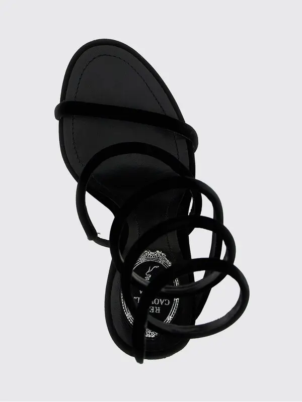 Rene Caovilla High-heeled Velvet Sandals With Snake Strap