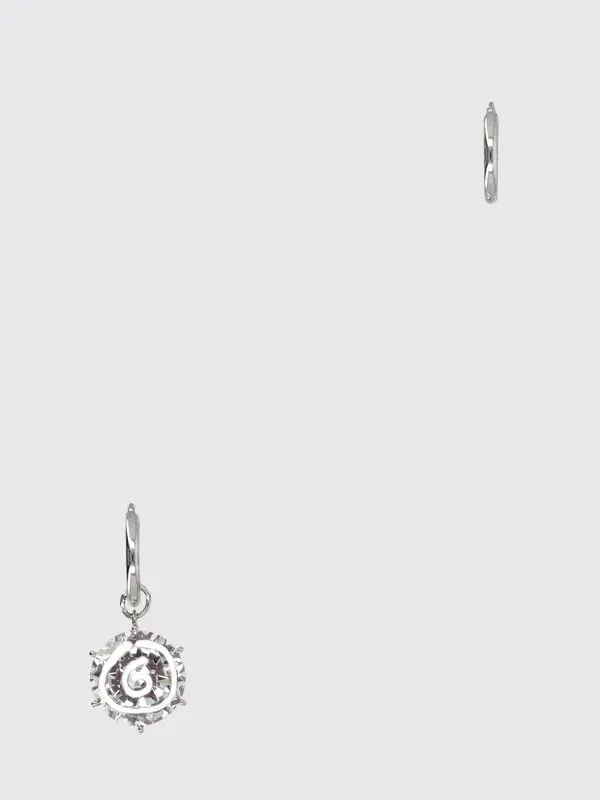 MAISON MARGIELA Hoop Earrings With Embellished Pendant - Silver