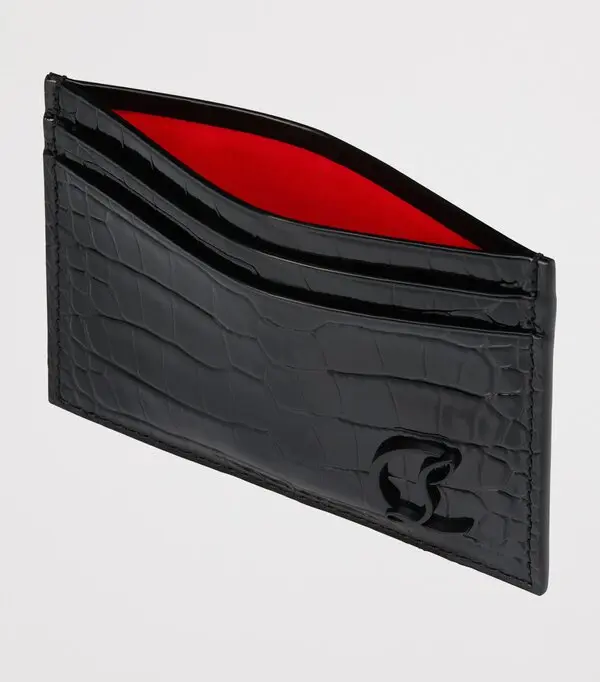 CHRISTIAN LOUBOUTIN Mooncrest Crocodile-embossed Card Holder - Black