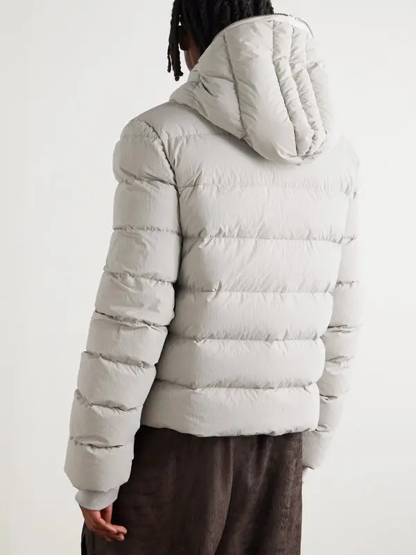 Rick Owens Quilted Shell Hooded Down Jacket - Gray