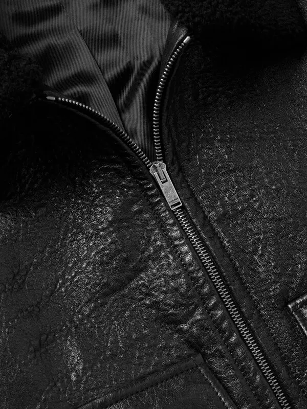 Saint Laurent Shearling-trimmed Full-grain Leather Jacket - Black