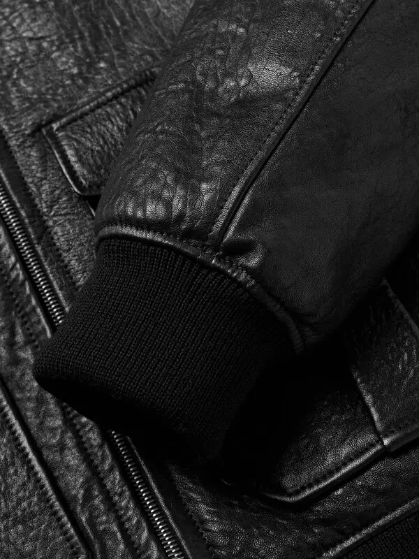 Saint Laurent Shearling-trimmed Full-grain Leather Jacket - Black
