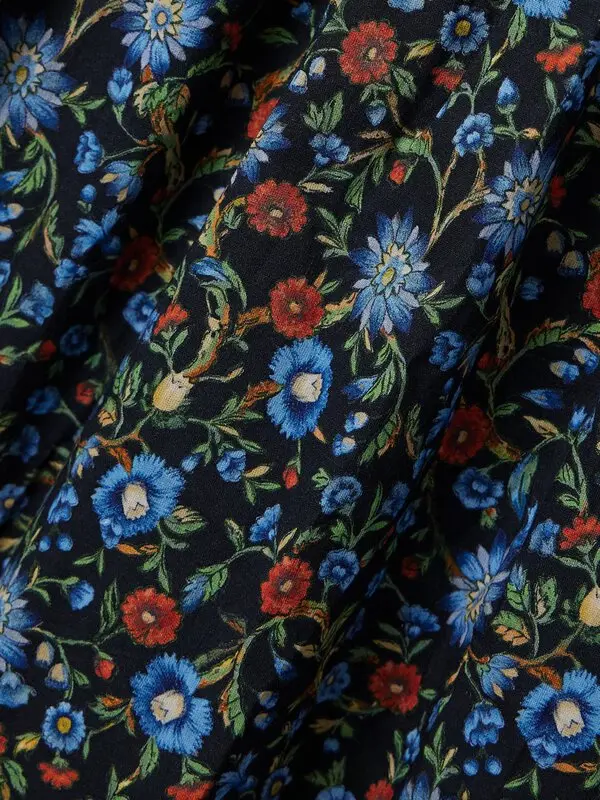 DÔEN Bijou Shirred Floral-print Organic Cotton-voile Midi Dress - Multi