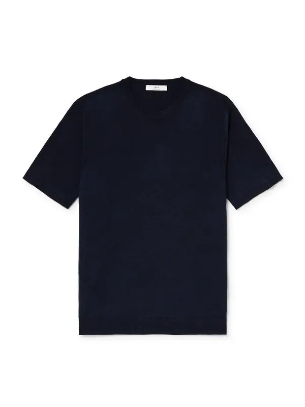 Mr P. Ribbed Merino Wool T-shirt - Blue