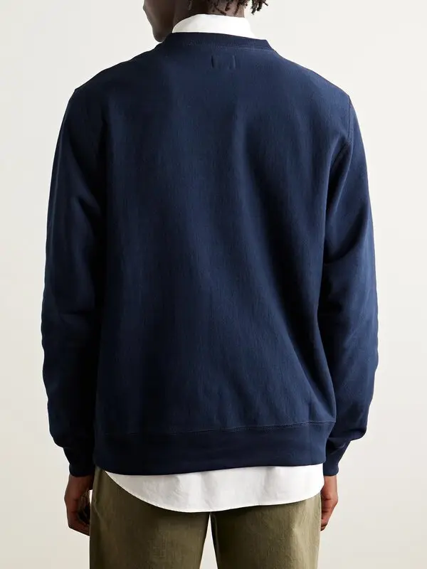 NOAH Embroidered Logo Cotton-jersey Sweatshirt - Blue