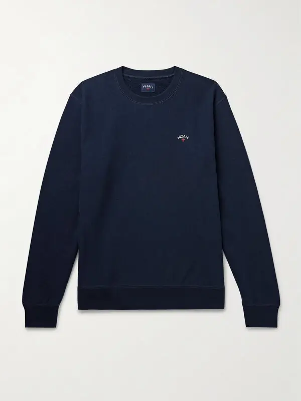 NOAH Embroidered Logo Cotton-jersey Sweatshirt - Blue