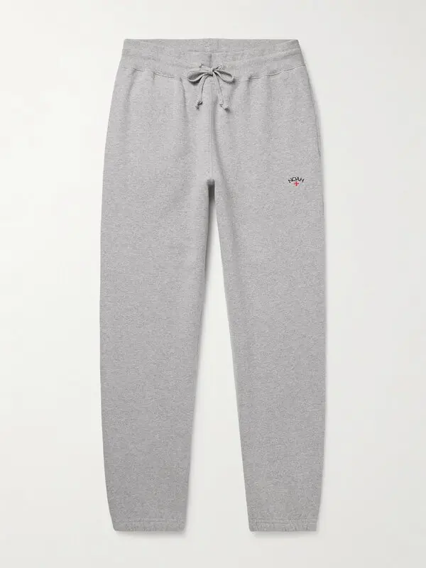 NOAH Core Tapered Logo-embroidered Cotton-jersey Sweatpants - Gray