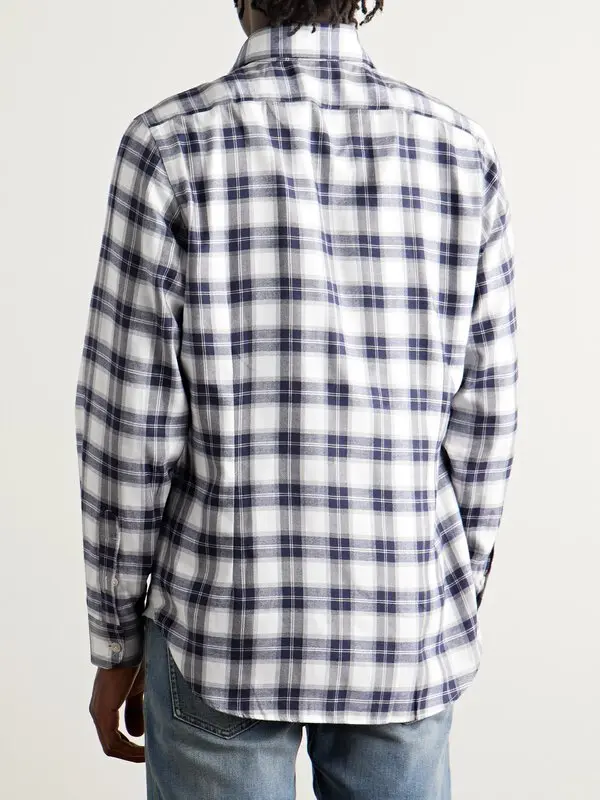 Eleventy Checked Cotton And Lyocell-blend Flannel Shirt